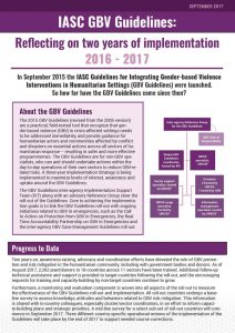 IASC GBV Guidelines: Reflecting on two years of implementation 2016–2017 - Guidelines for ...