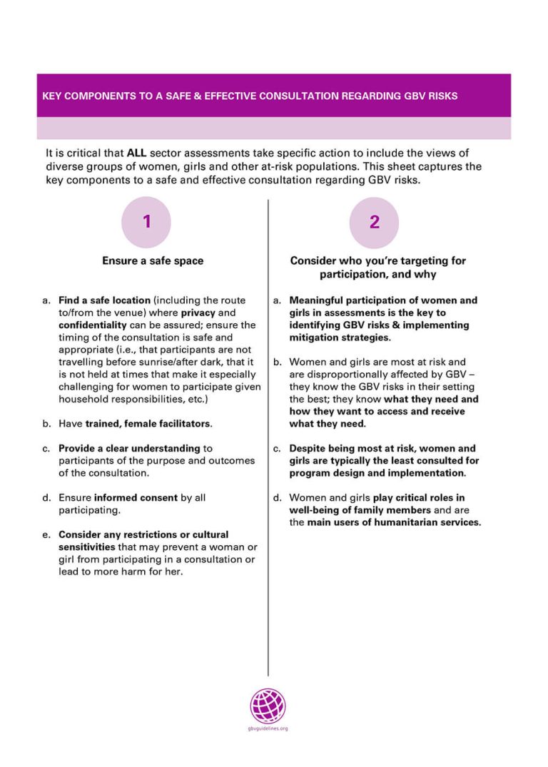 Key Components to a Safe and Effective Consultation Regarding GBV Risks ...